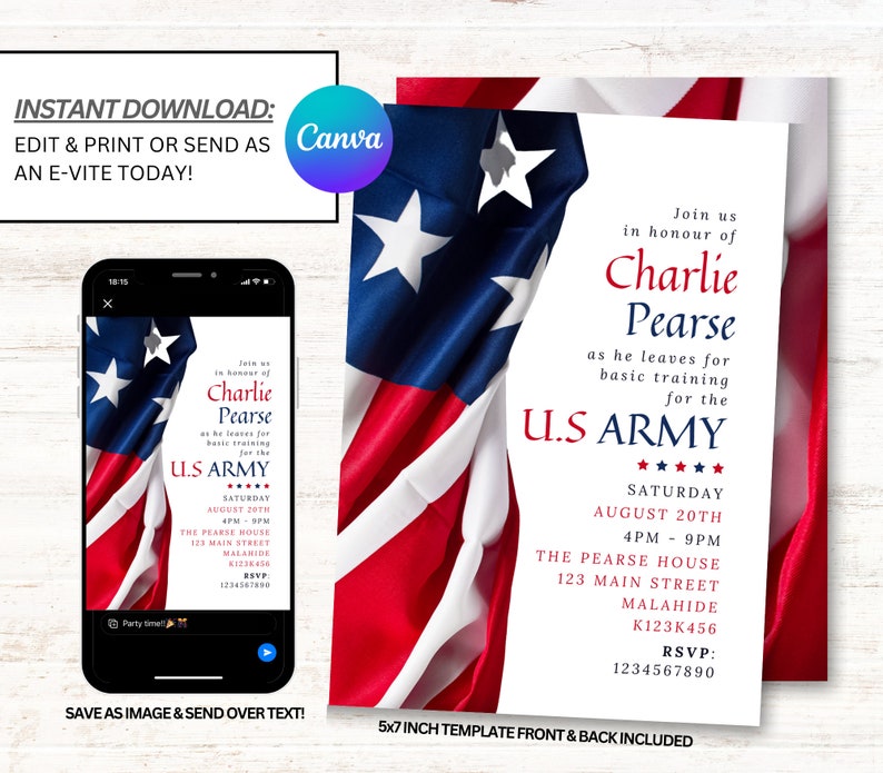 Military Deployment Invitations, Army Send off Invitation, Farewell ...