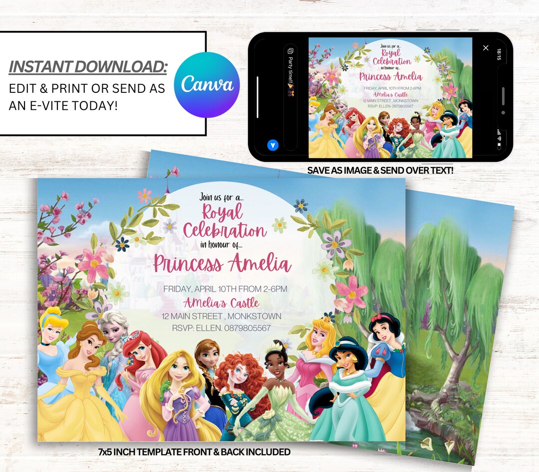 Princess Invitations, Princess Party Invites, Princess Birthday ...