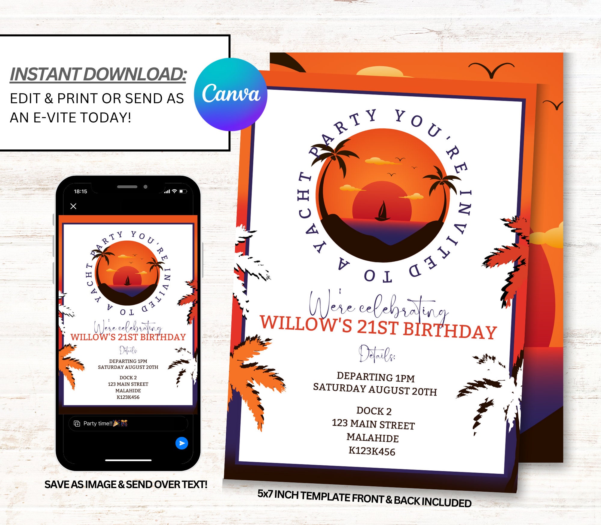 Yacht Invitations, Yacht Party Invitation, Boat Party Invites, Yacht ...