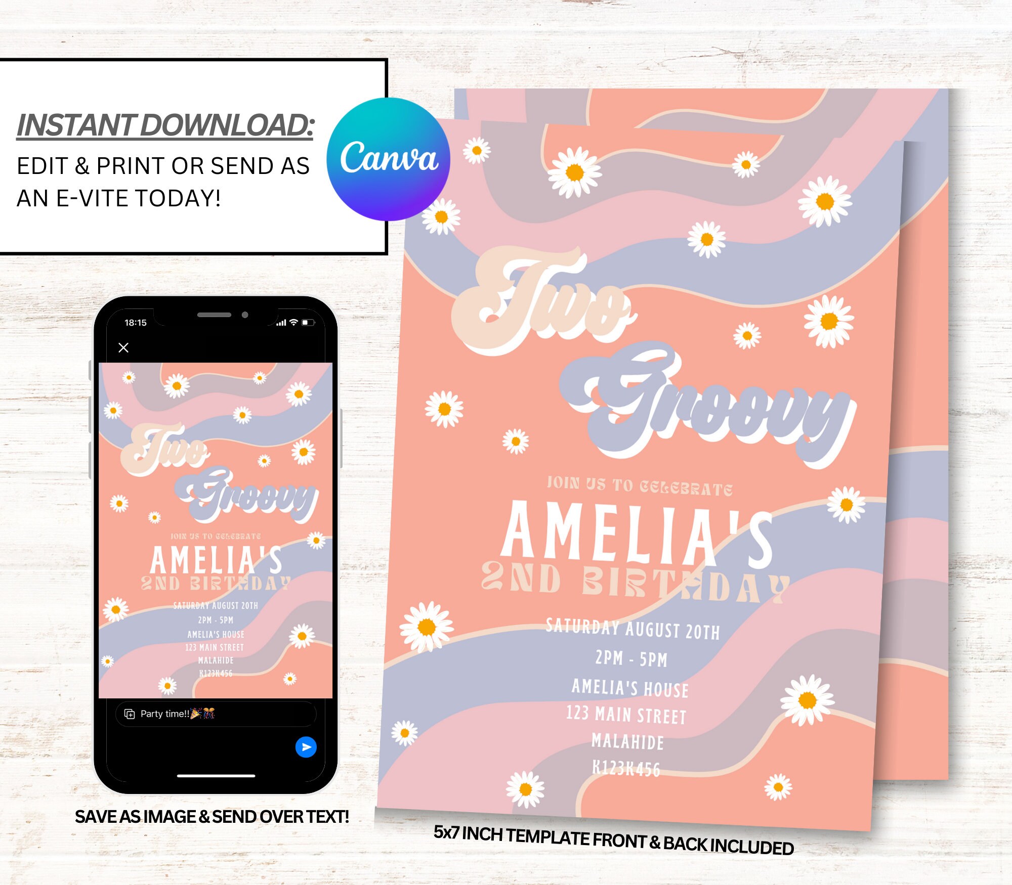 Retro Invitation, Two Groovy Birthday Party, Retro Disco Invites ...