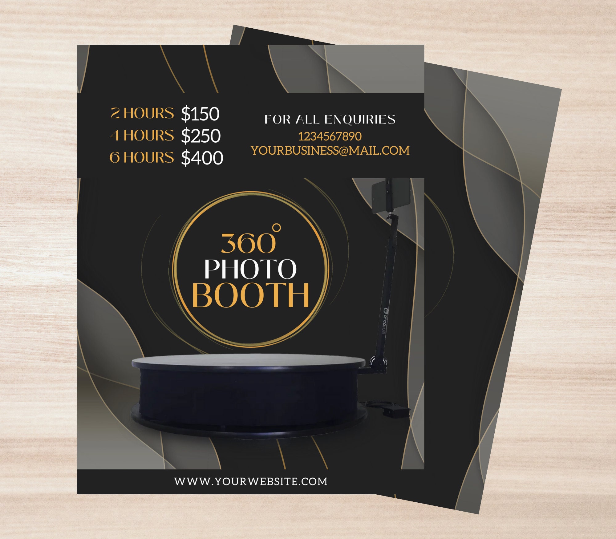 360 Photo Booth Flyer - Camera Booth/ Event / Rental Editable Template ...