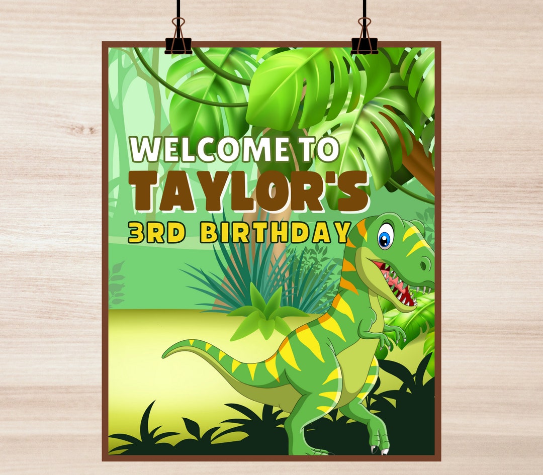 Three Rex / T-rex / Dinosaur Printable Birthday Party Welcome Sign ...