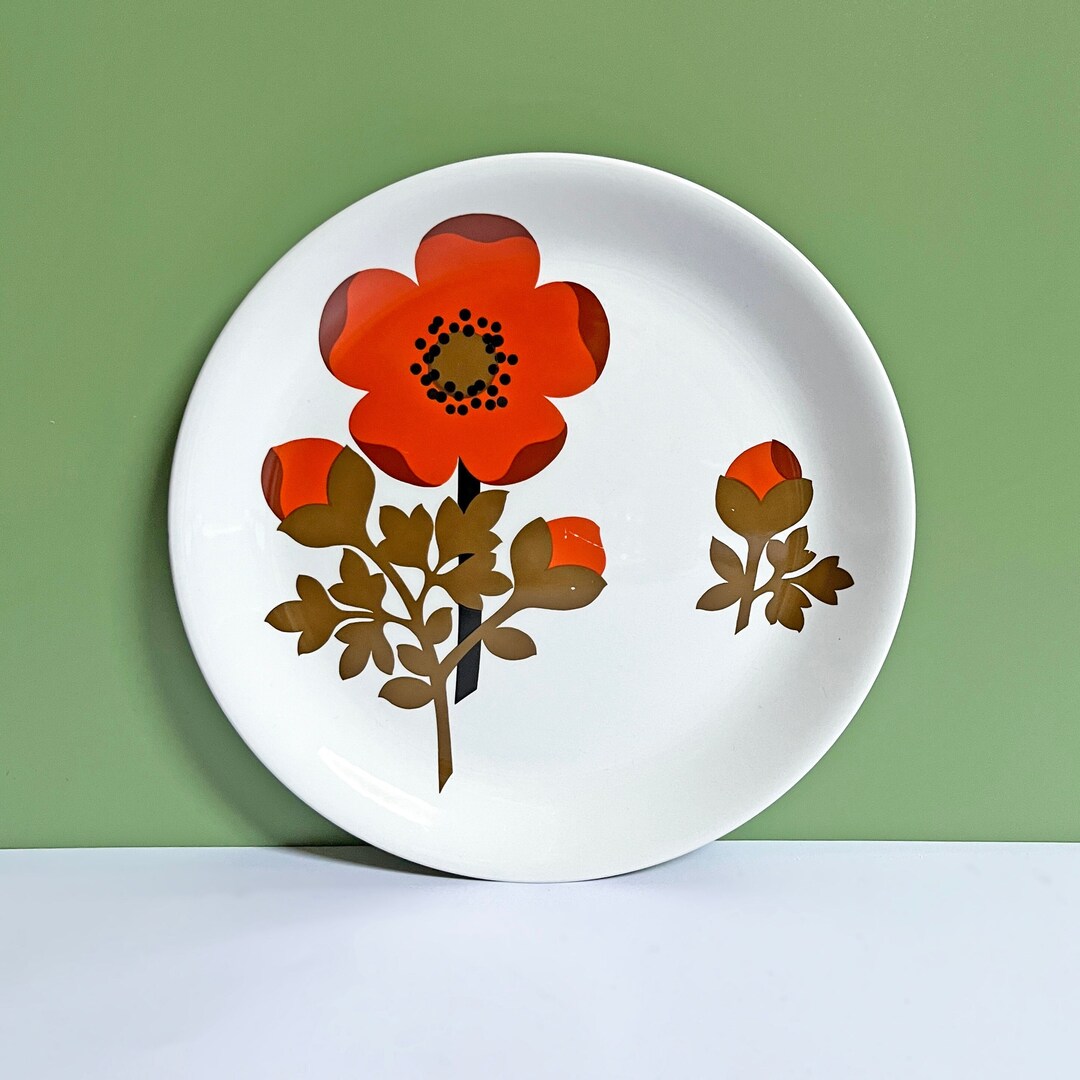Alfred Meakin Poppy Pimpernel 9" Plate, 1960s Bold Red Poppy Retro ...