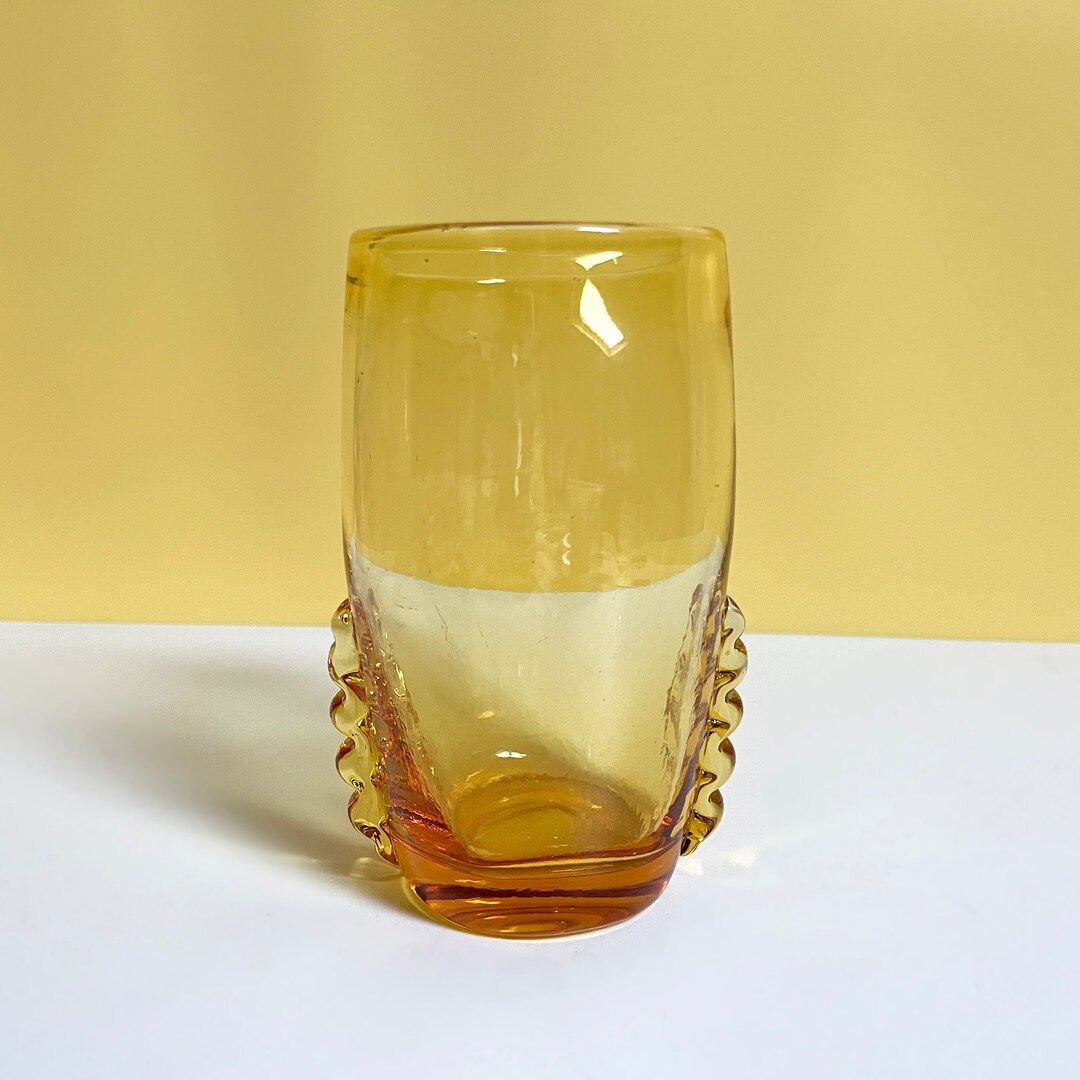 Whitefriars Amber Glass Vase With Ruffled Sides No 9359 C1957 ...