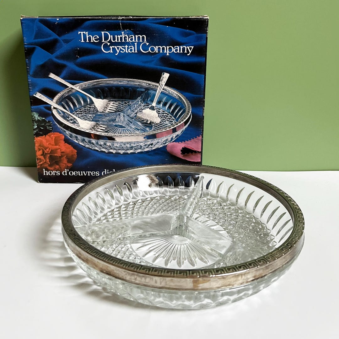 Vintage Crystal Hors D'oeuvres Dish: Silver Plated Snack Tray, Durham ...
