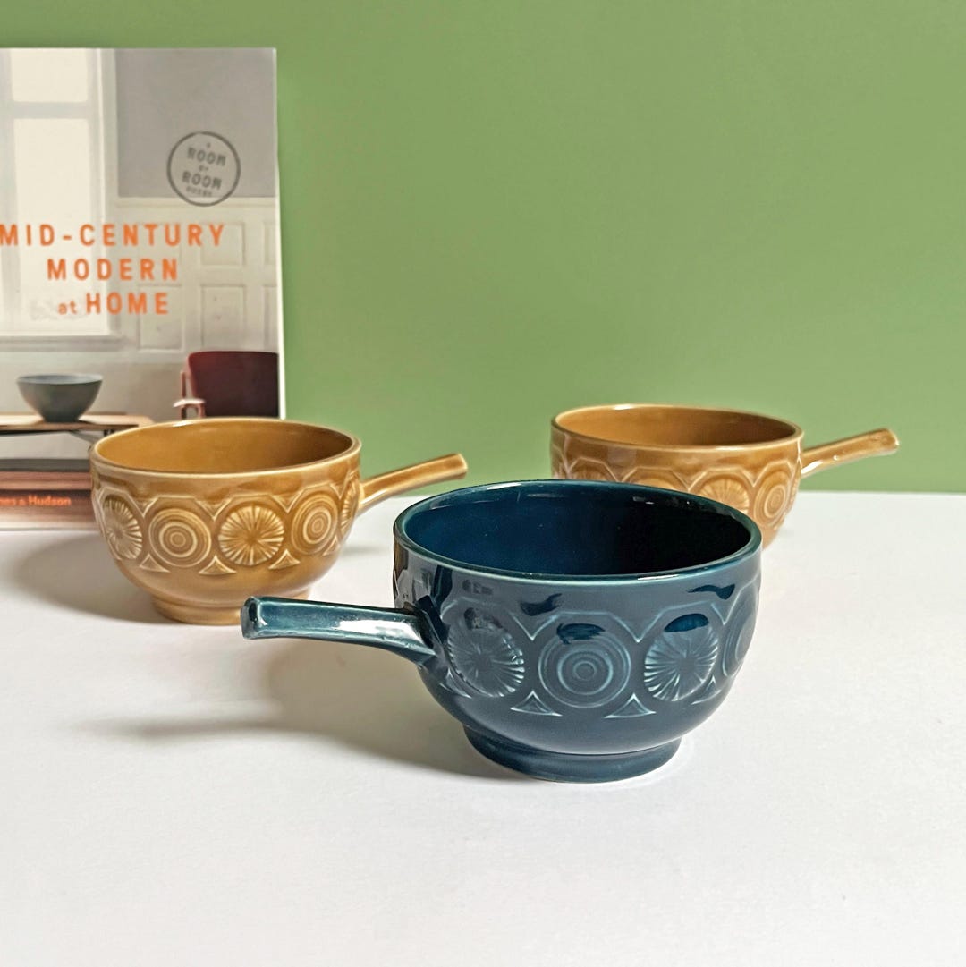 Mid-century Tams England Soup Bowl: Retro Aztec Circle Pattern - Etsy