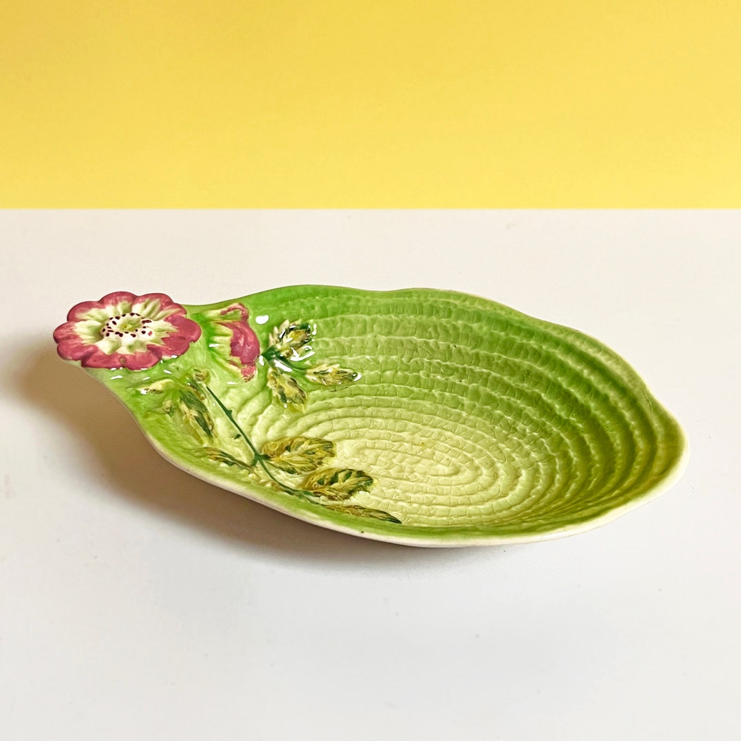 Shorter & Son Majolica Trinket Dish: Staffordshire Pottery, Pink Rose ...
