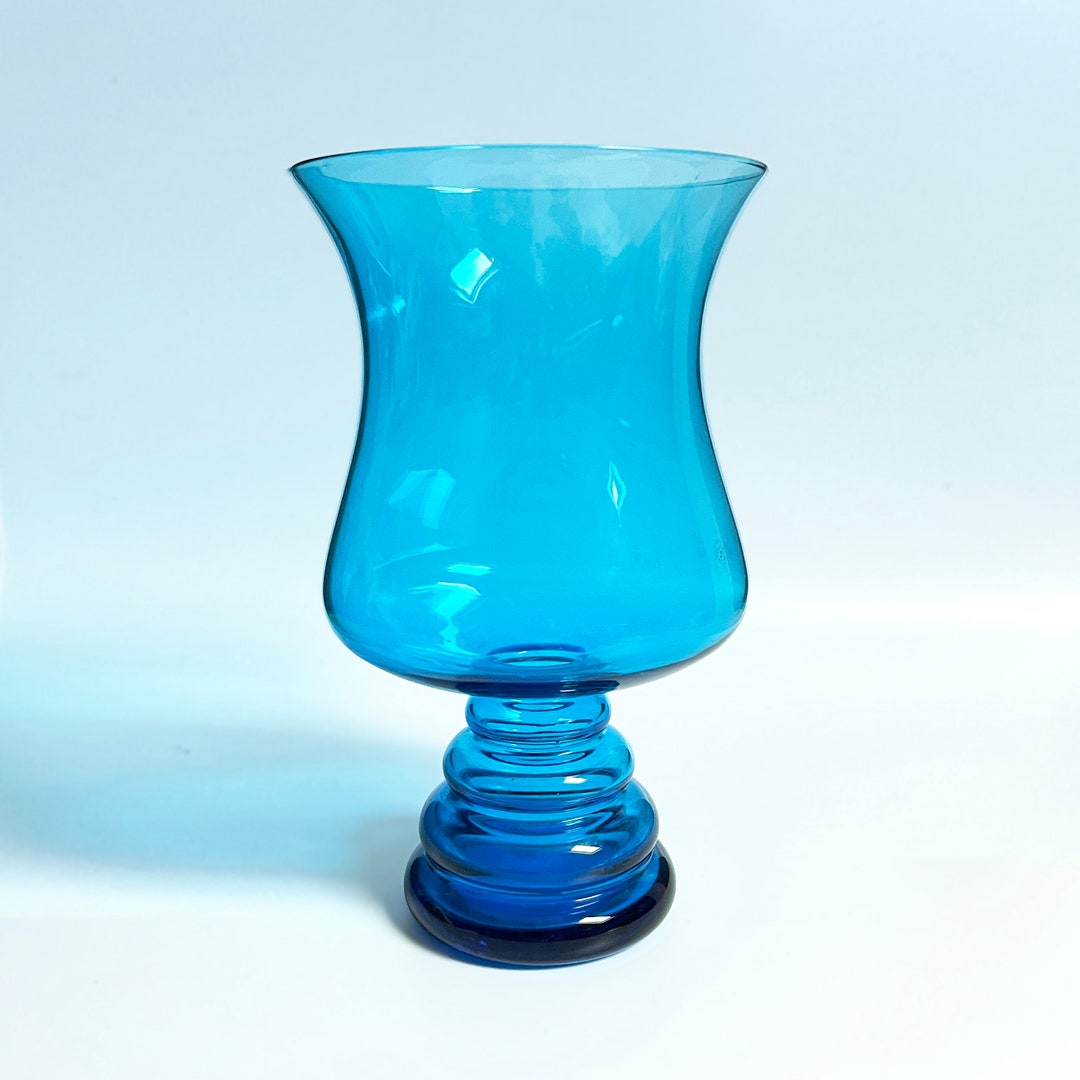 Large Turquoise Blue Glass Vase, Midcentury Scandinavian Style With ...