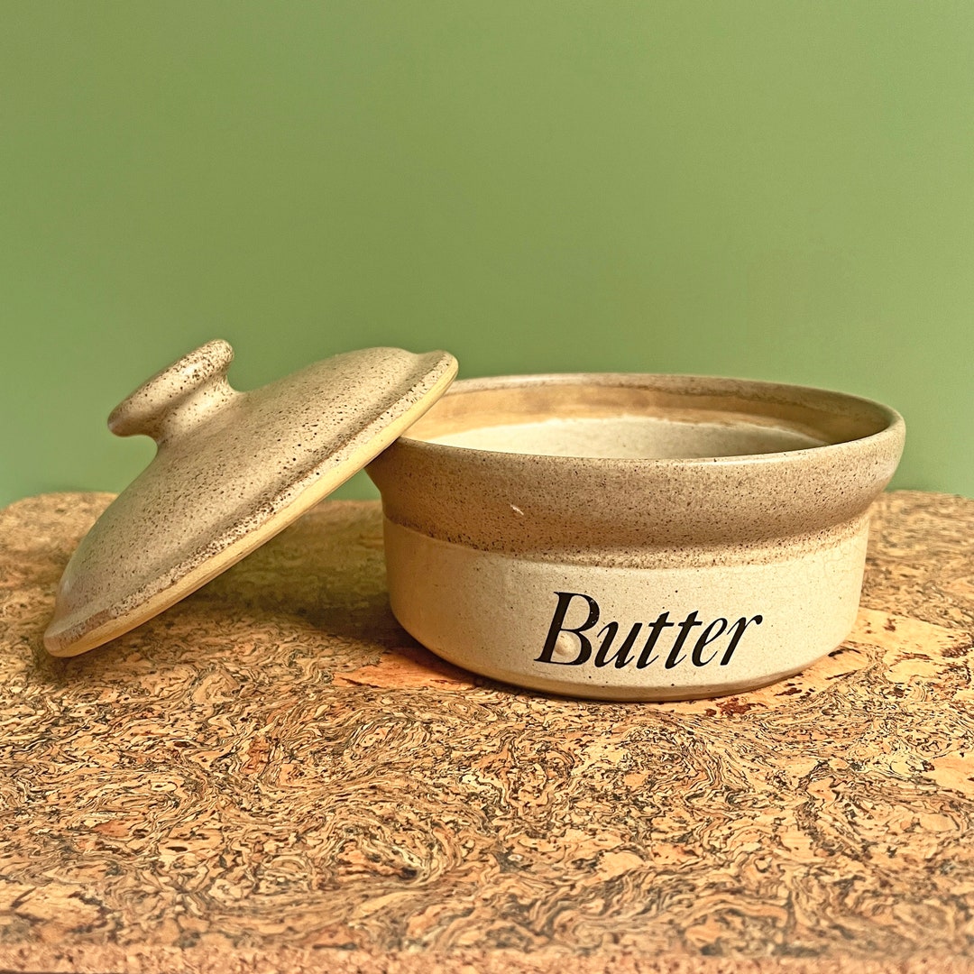 John Hermansen Studio Pottery Large Round Lidded Butter Dish, Speckled ...
