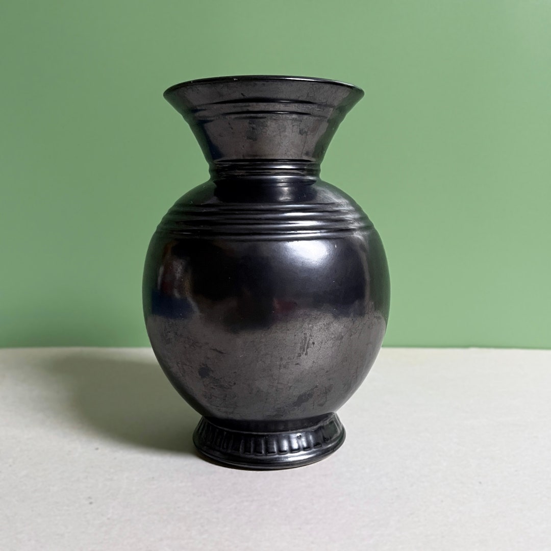 Prinknash Abbey Gunmetal Pewter Effect Studio Pottery 6" Lustreware ...