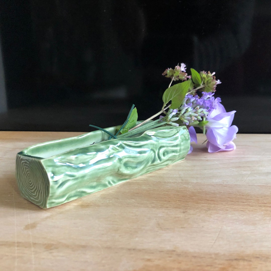 Wade Pottery Green Log Posy Vase - Etsy