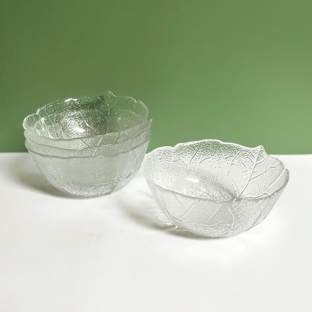 Arcoroc Aspen Leaf Shape Glass Dishes, Set of 4 Small Deep Dessert ...