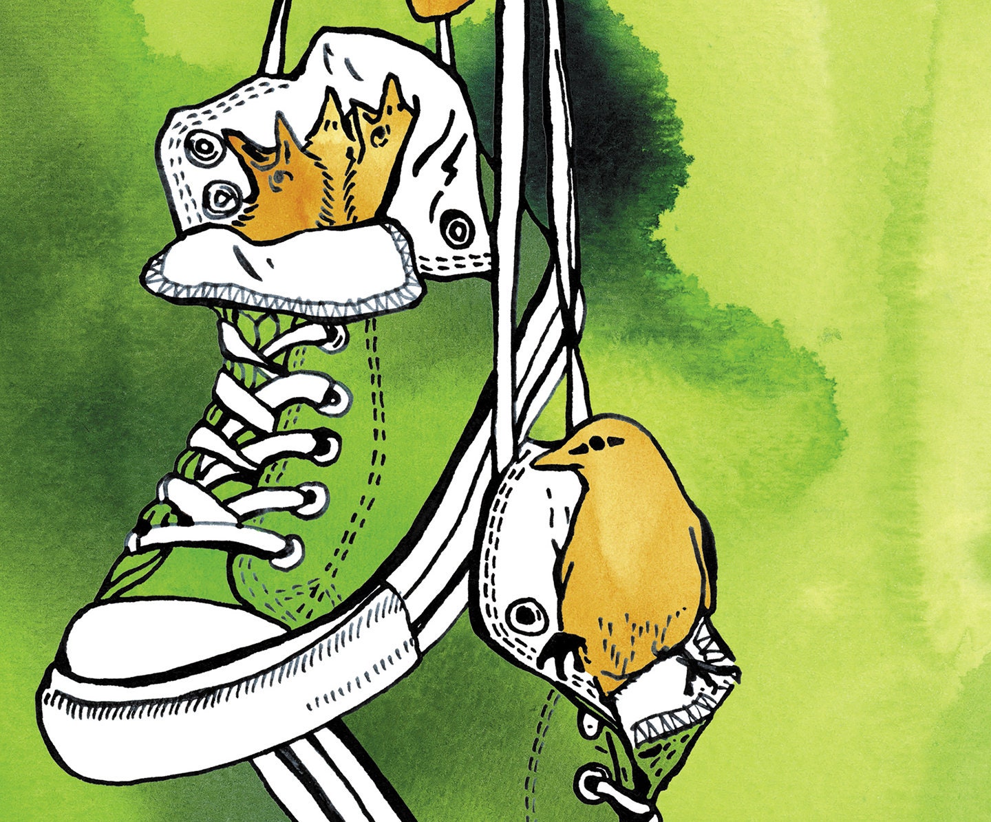 Family of Birds Living in a Pair of Sneakers, Cosy Home Shoes, No Place ...