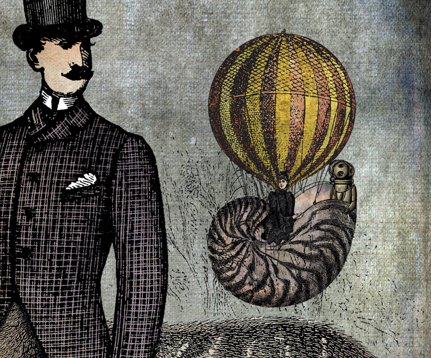 Man, Stag, Ballooning, Metamorphosis, Animal, Mythology. Collage ...