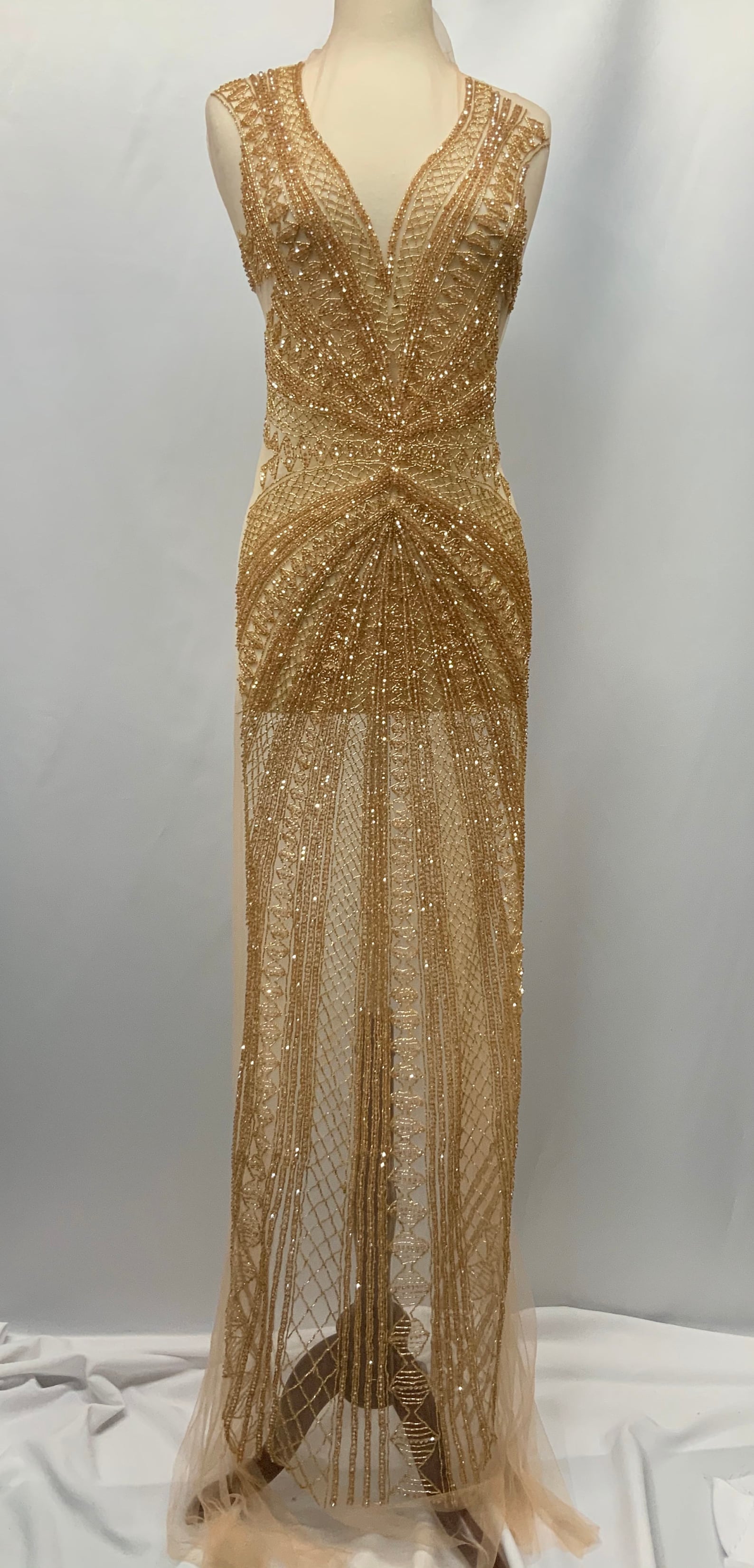 Designer Full Body Mesh Fabric Applique ,beaded Wedding Dress ...