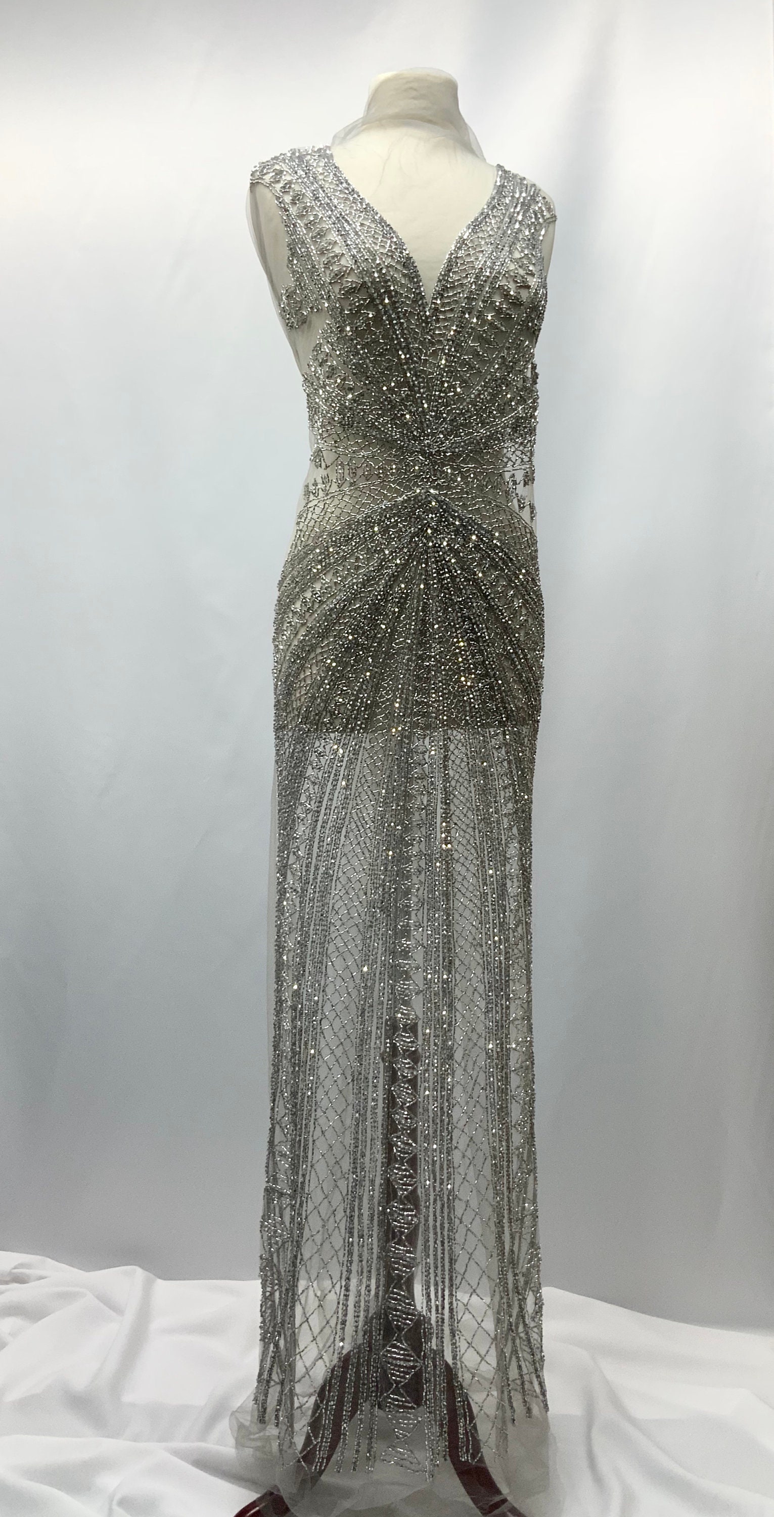 Designer Full Body Mesh Fabric Applique ,beaded Wedding Dress ...