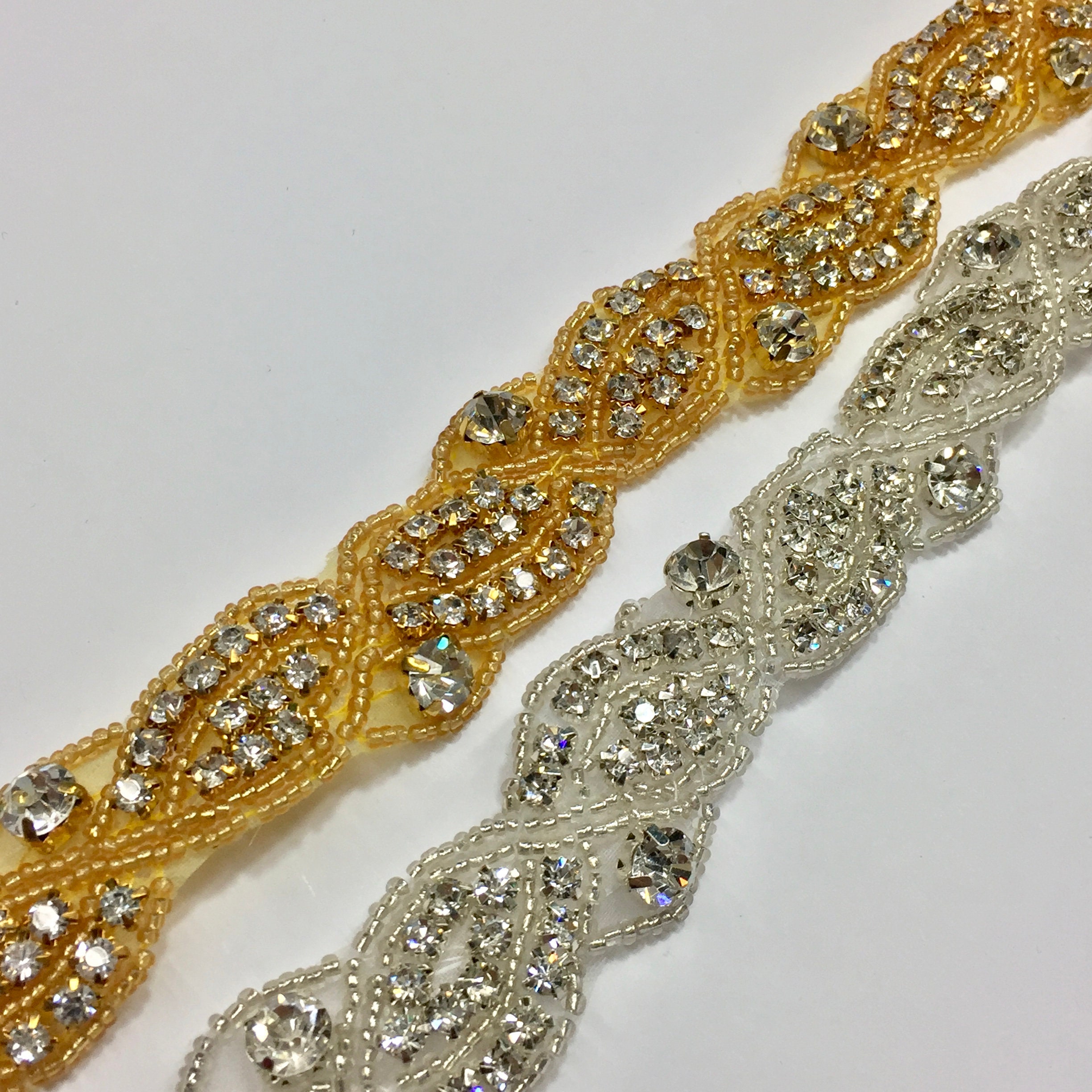 Rhinestone Trim/ Formal Gown Belt/ Rhinestone ,silver /gold, Clear # ...