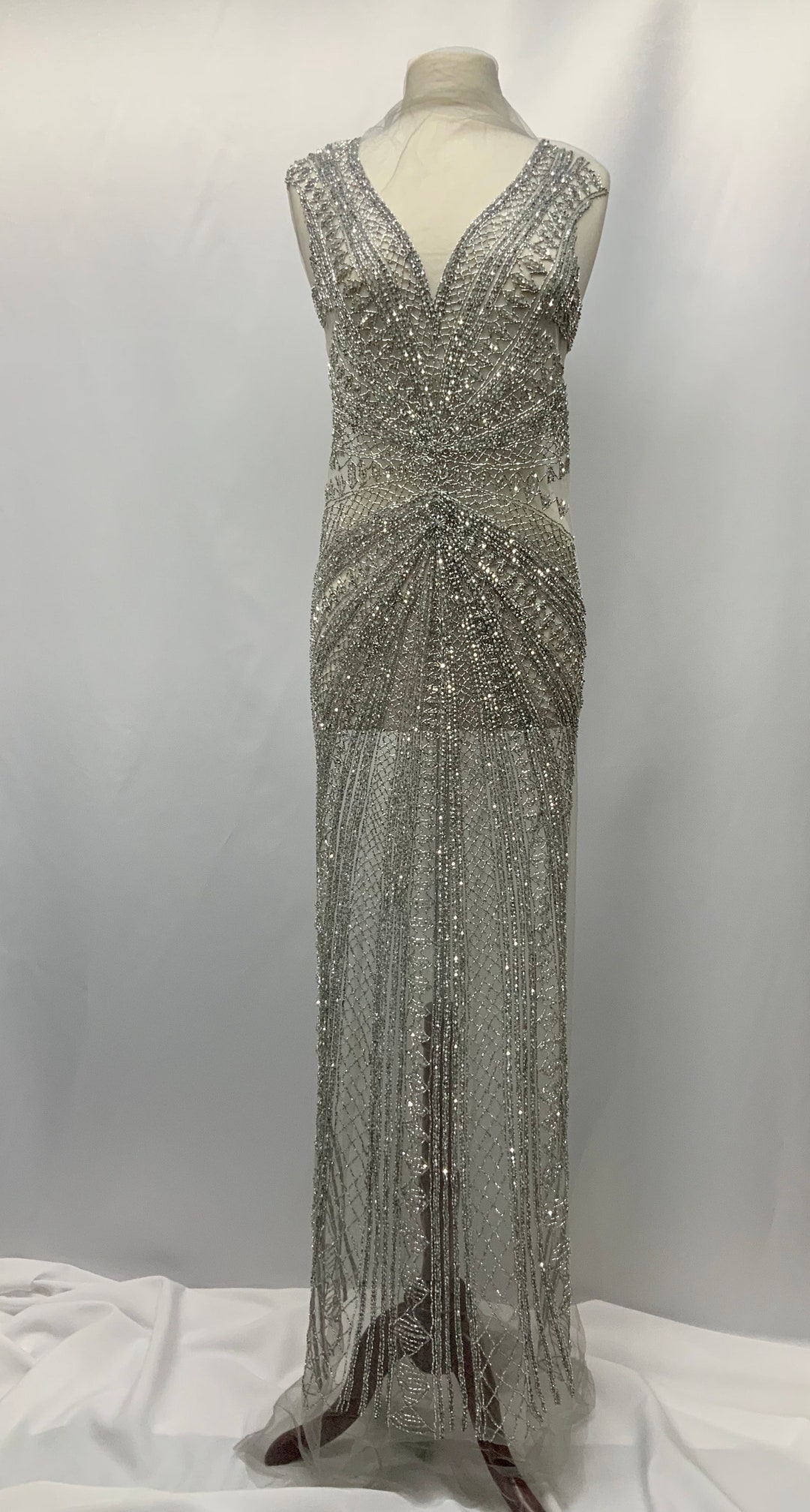 Designer Full Body Mesh Fabric Applique ,beaded Wedding Dress ...