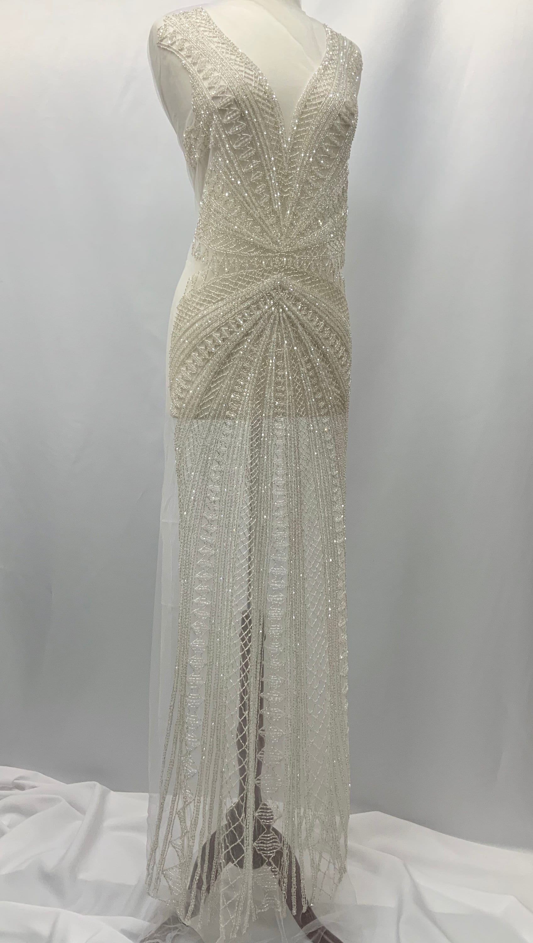 Designer Full Body Mesh Fabric Applique ,beaded Wedding Dress ...