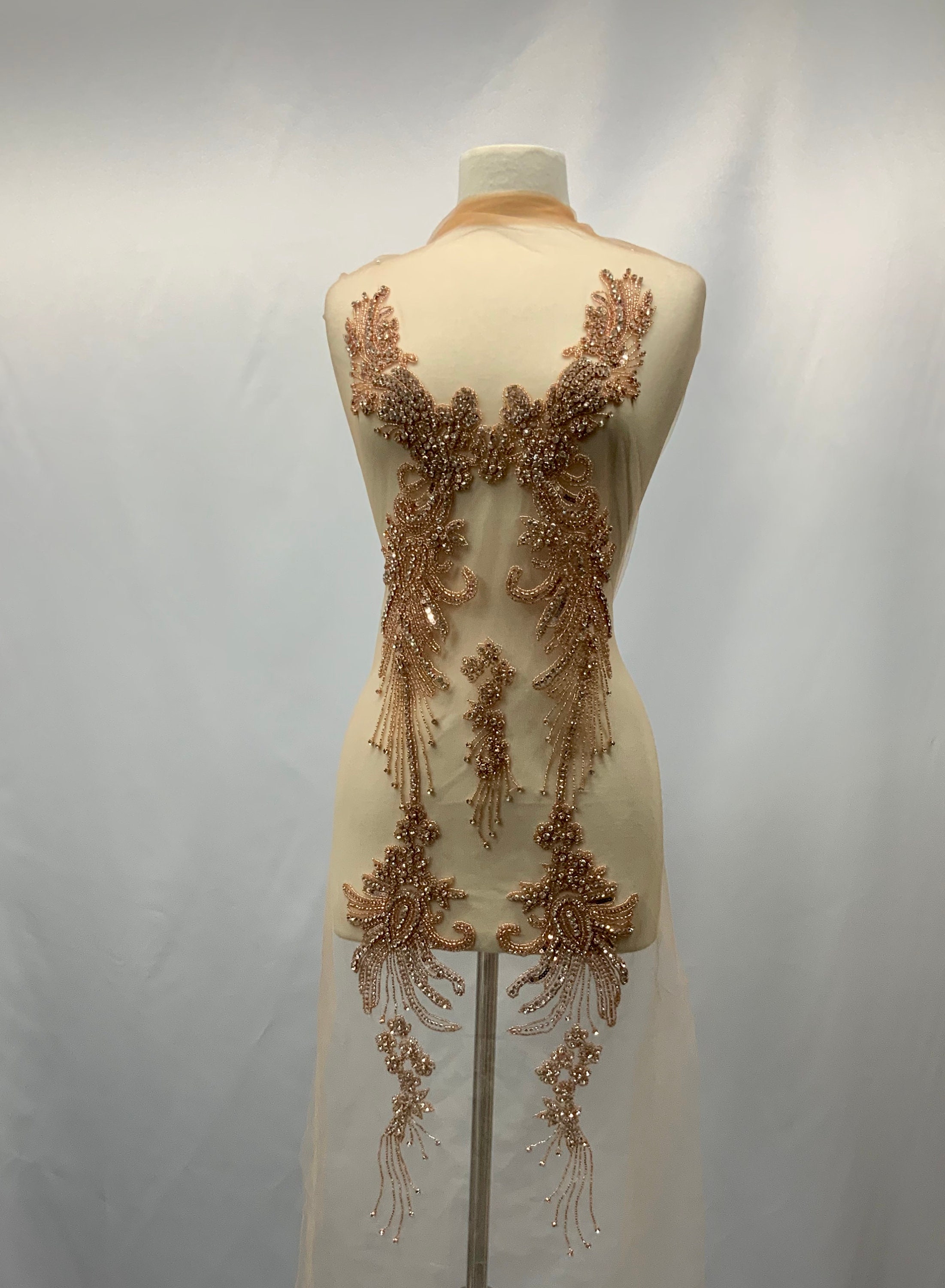 Designer Full Body Rhinestone Applique, Beaded Wedding Dress Embroidery ...