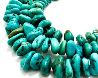 Natural Turquoise Beads, Polished Smooth Rondelle Flat Nugget Chip ...