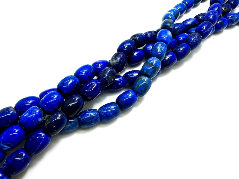 Natural Blue Lapis Lazuli Barrel 6mm X 8mm, 4mm X 6mm Pebble Gemstone ...