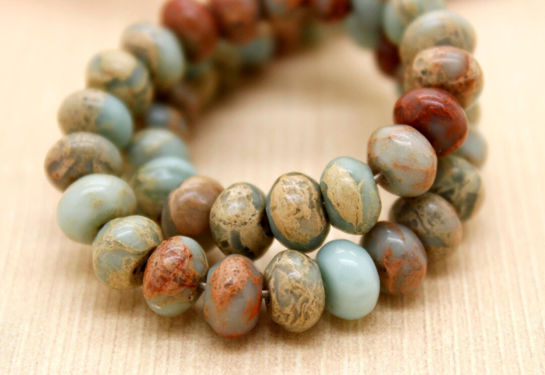 Natural Jasper Beads, Snake Skin Jasper Smooth Rondelle Natural ...