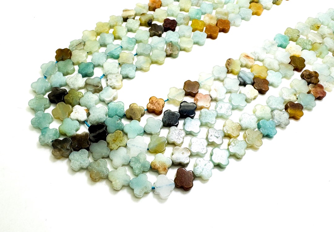 Natural Green Yellow Amazonite Four Leaf Clover 8mm Smooth Gemstone ...