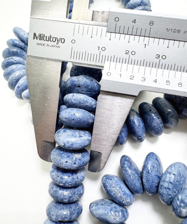 Natural Blue Coral Rondelle Beads | Smooth Rondelle Shape | 14mm ...