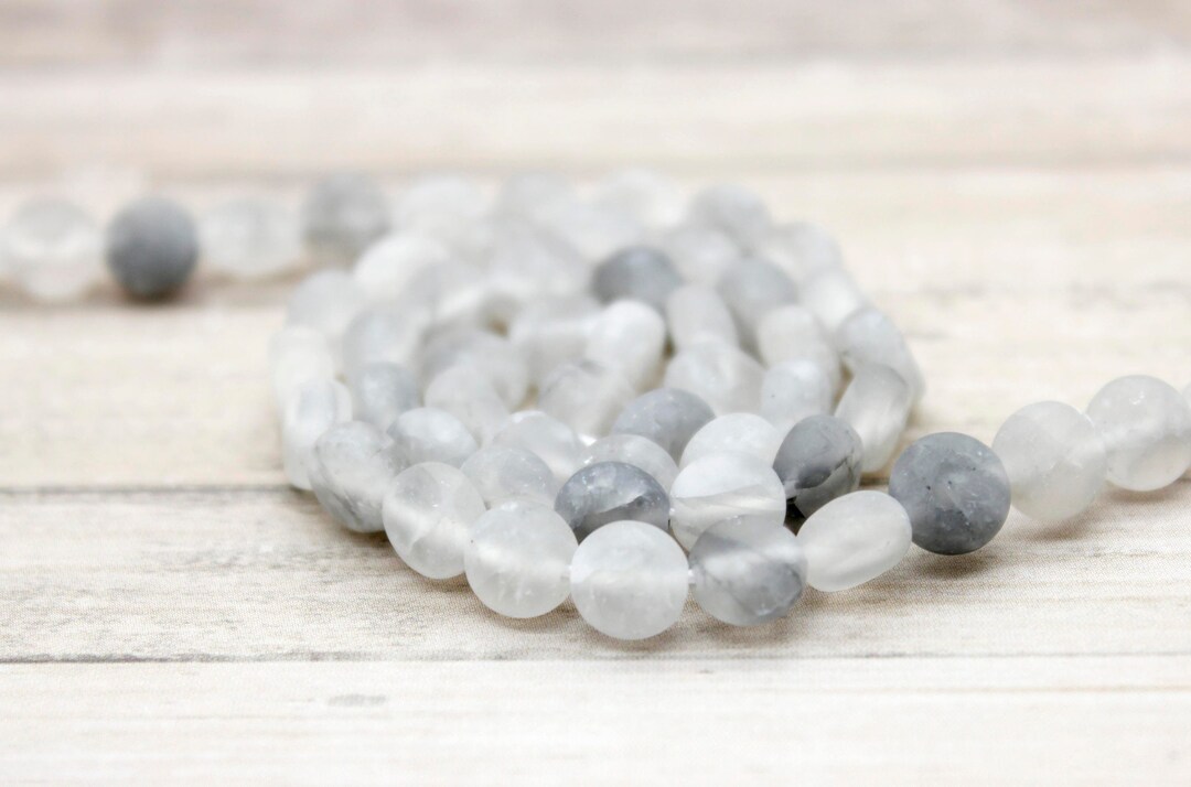 Quartz Beads, Matte Cloudy Quartz Flat Round Natural Loose Gemstone ...