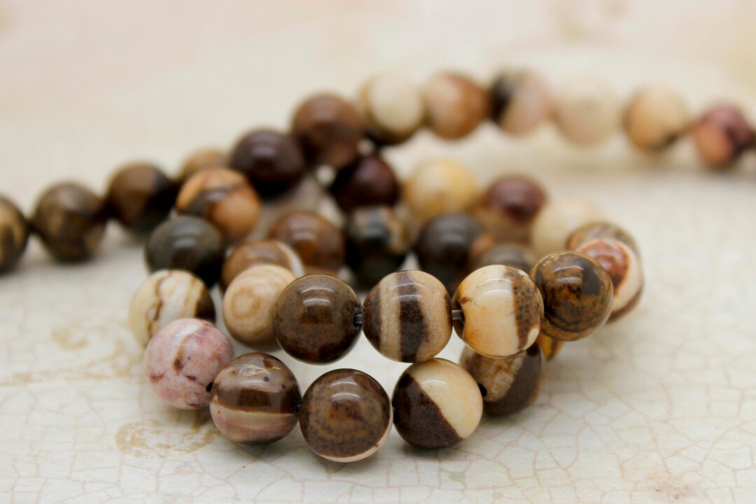 Zebra Jasper Beads, Natural Brown Jasper Smooth Round Polisehd Gemstone ...