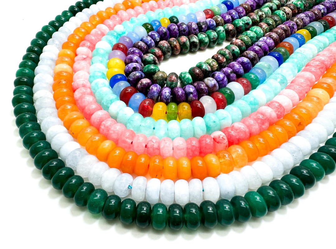 Rainbow Jade, Green Blue Pink Orange Jade Polished 5mm X 8mm Rondelle ...