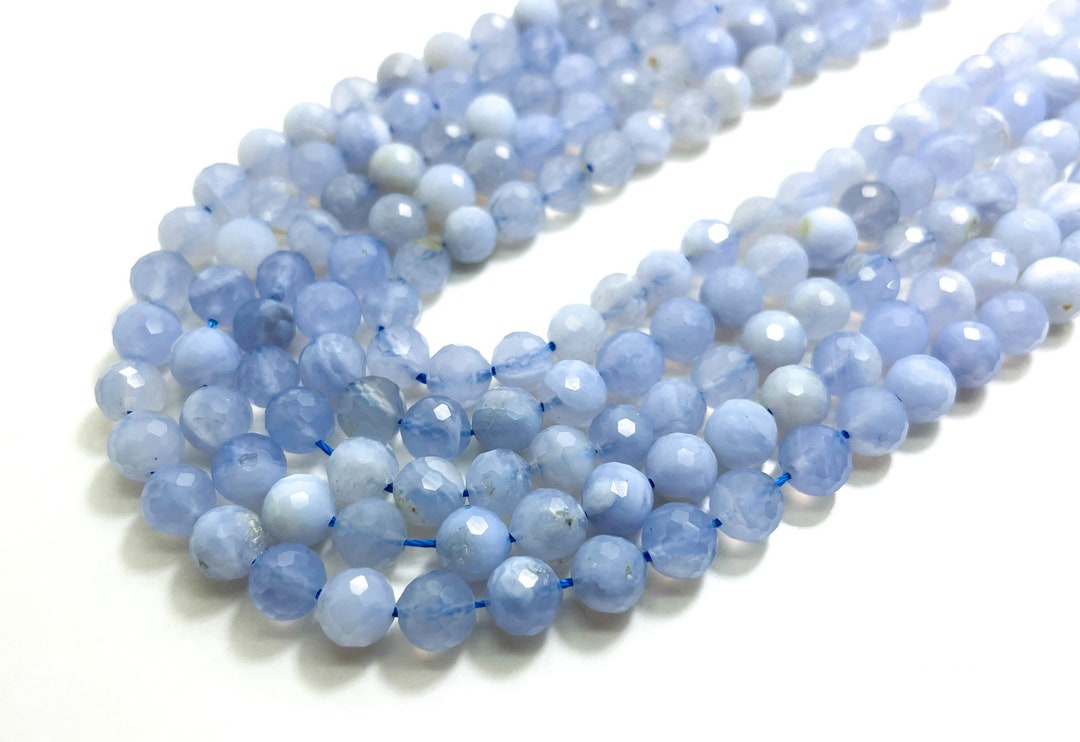 Blue Lace Agate Beads, AAA Natural Blue Lace Agate Round Faceted 7mm ...