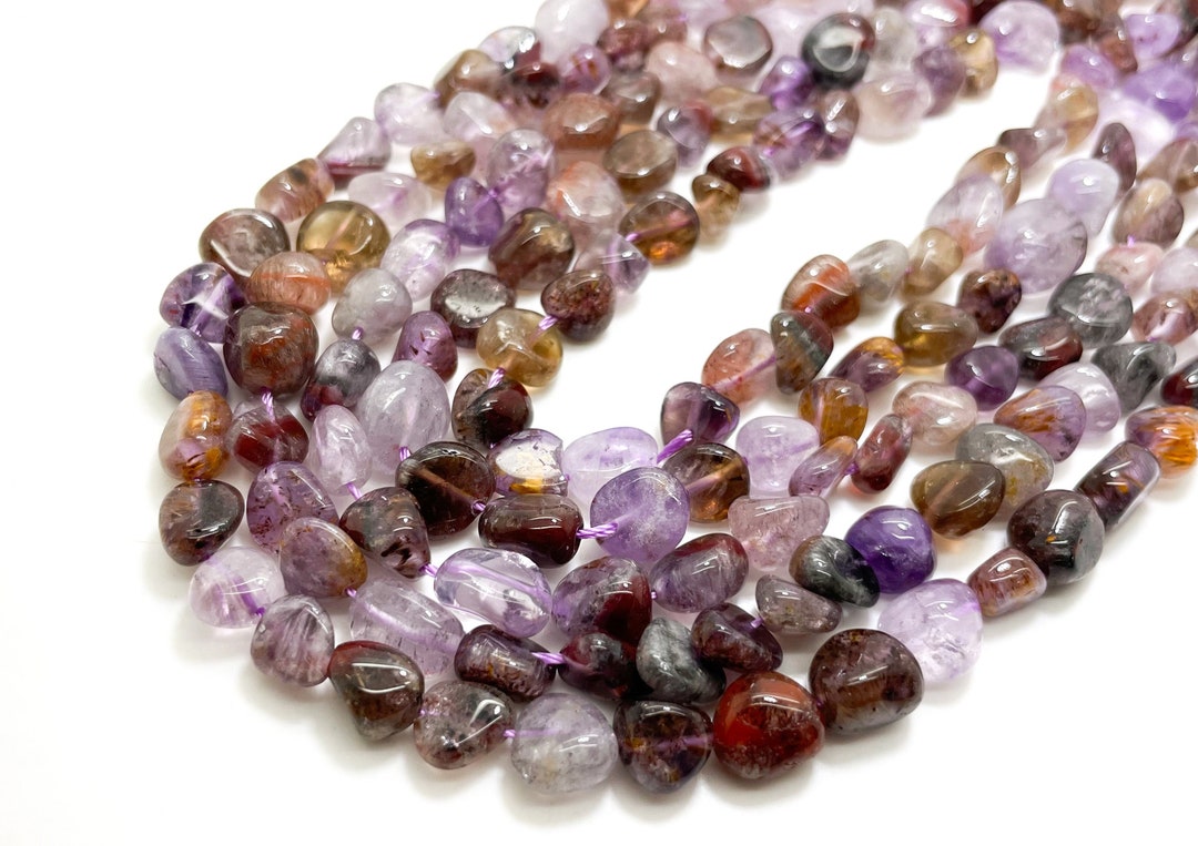 Super Seven Beads, Natural Super 7 Polished Nugget Pebble Round Barrel ...