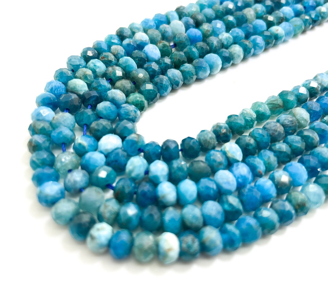 Natural Blue Apatite Beads, Blue Apatite Faceted Rondelle 4mm X 6mm ...