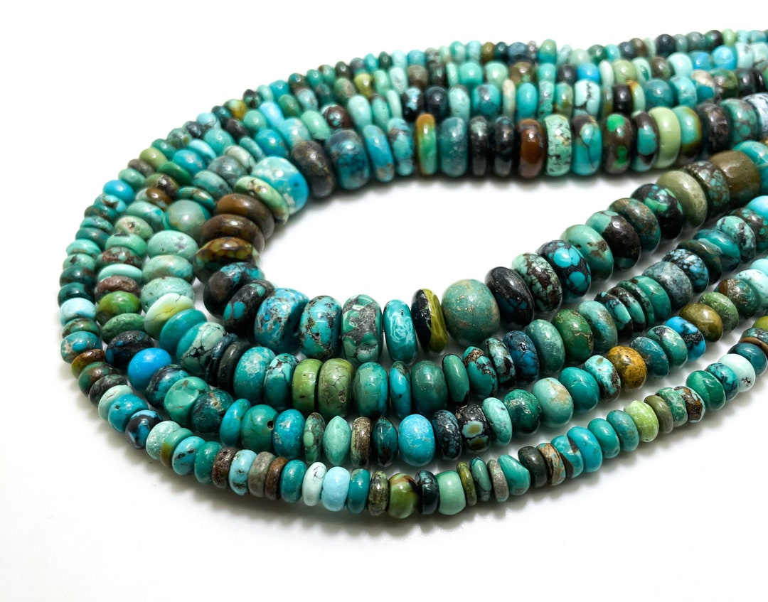 Natural Turquoise Beads, Genuine Blue Green Turquoise Polished Smooth ...