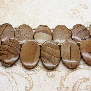 Natural Jasper, Wood Brown Jasper Natural Flat Oval Smooth Gemstone ...
