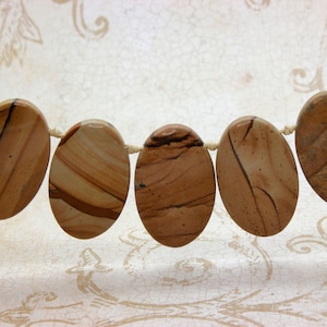 Natural Jasper, Wood Brown Jasper Natural Flat Oval Smooth Gemstone ...