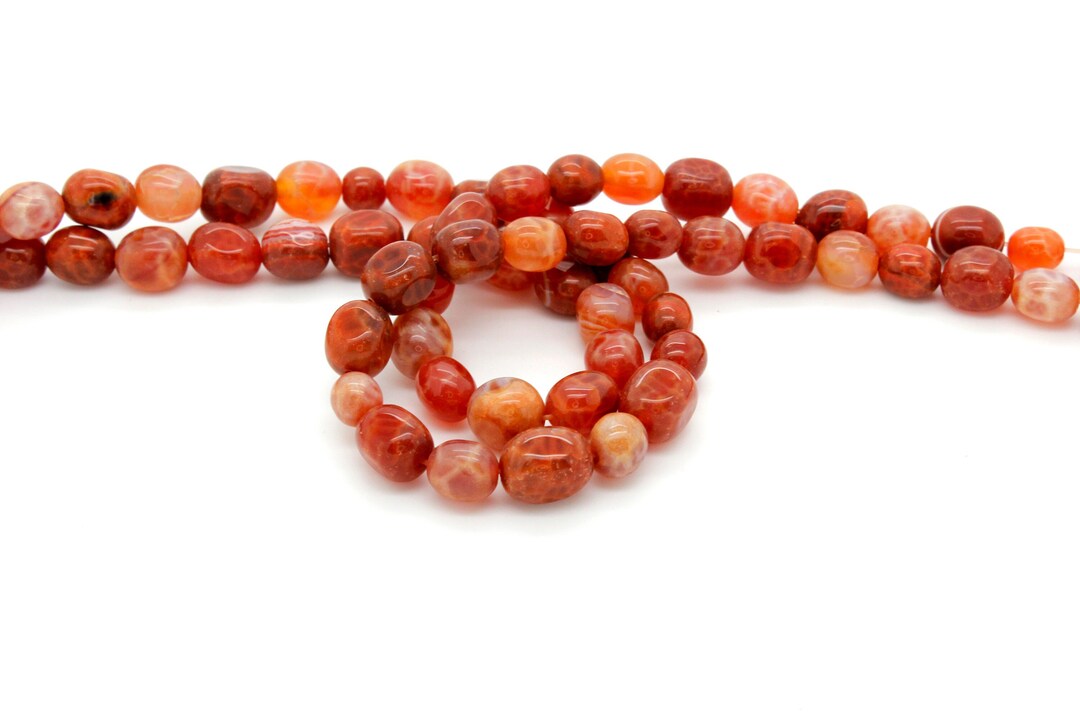 Fire Agate Beads, Natural Red Fire Agate Ball Oval Cylinder Tube Smooth ...