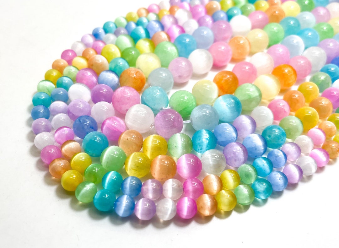 Rainbow Selenite Beads, AAA Rare Natural Multi-color Selenite 6mm 8mm ...