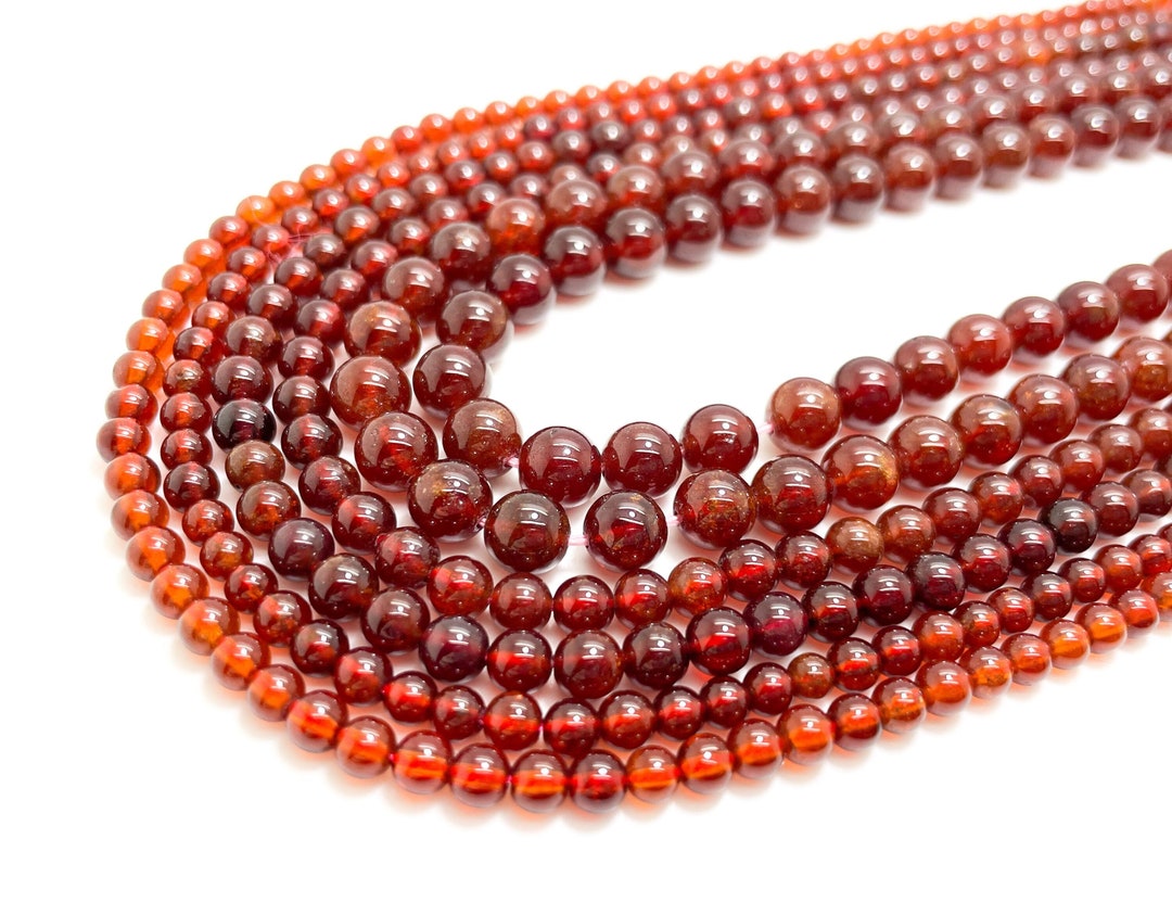 Natural Hessonite Garnet Gemstone Grade AAA Round 4mm 5mm 7mm Smooth ...