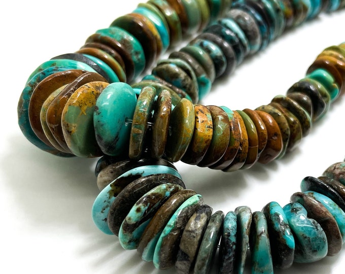 Natural Hubei Turquoise, Genuine AAA Turquoise Smooth Flat Rondelle ...