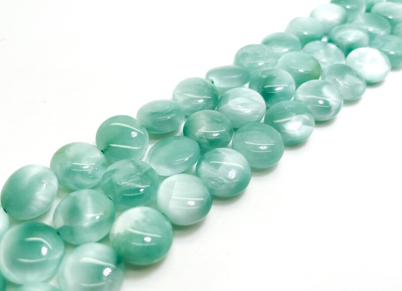 Green Moonstone Beads, Natural Green Flat Round Polished Moonstone ...