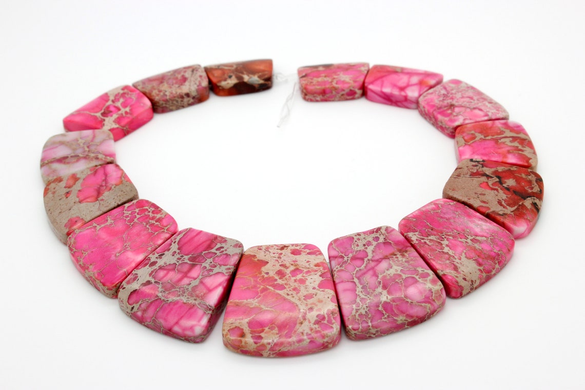 Imperial Jasper Flat Trapezoid Teeth Nugget Smooth Pink - Etsy