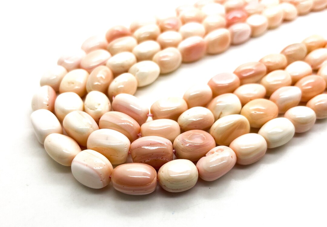 Natural Queen Conch Shell Beads, Pink Queen Conch Shell Polished Pebble ...