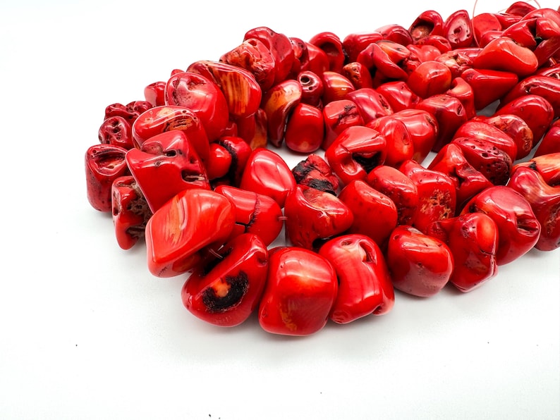Natural Red Bamboo Coral Chunky Nuggets Genuine 15mm Assorted Large ...