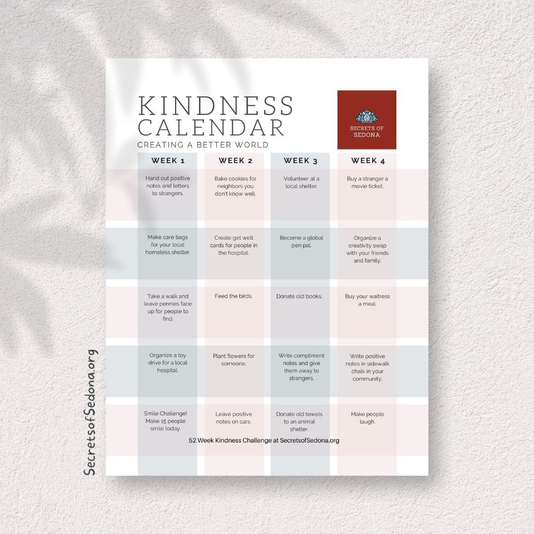 Be Kind Calendar, Motivational Printable, Kindness Activity ...