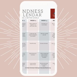 Printable Kindness Calendar Kindness Activities for Kids - Etsy