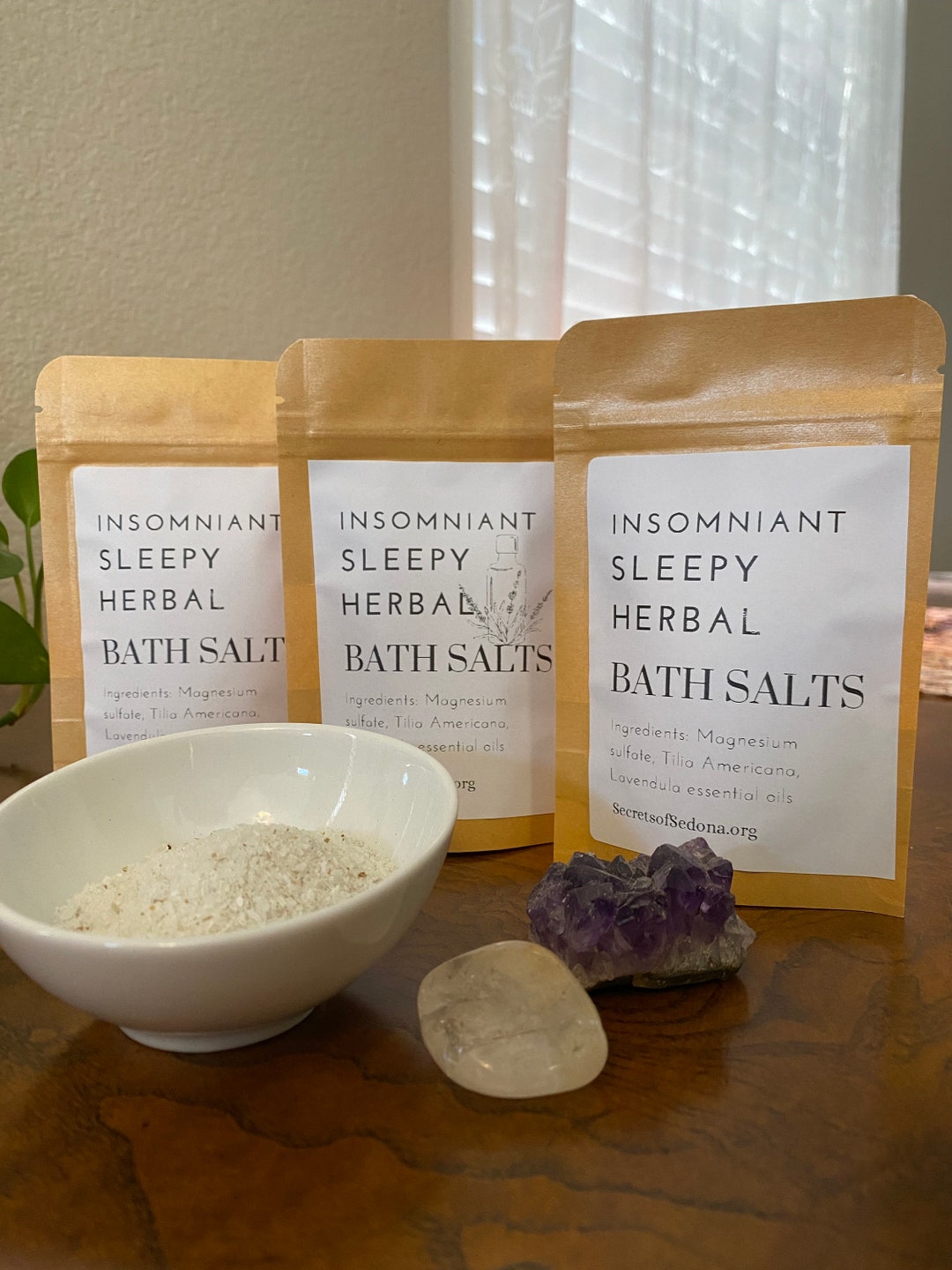 Set of 3 Insomniant Sleepy Bath Mineral Salts With Herbs, Handmade ...
