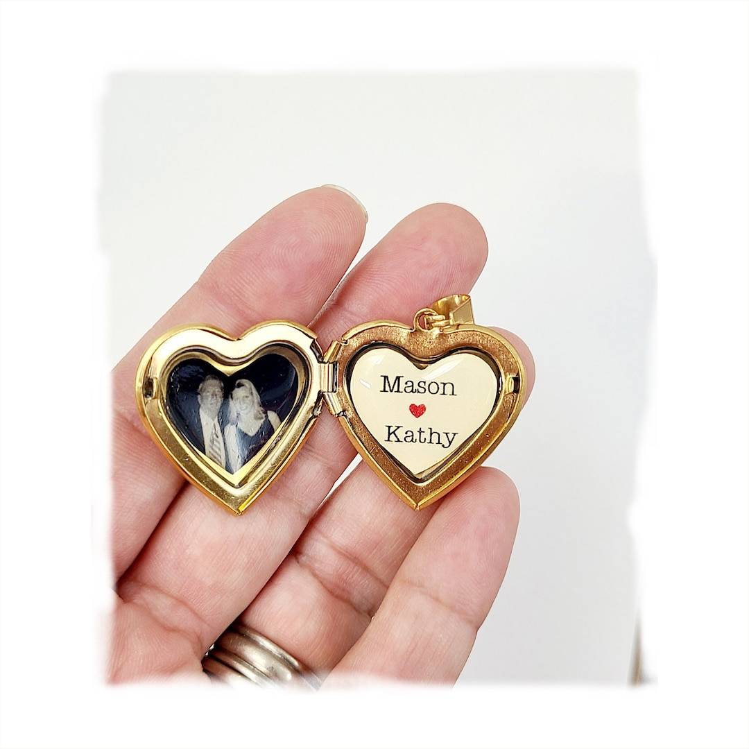 Large Gold Heart Pendant Photo Lockets Large Memory Wedding Locket ...